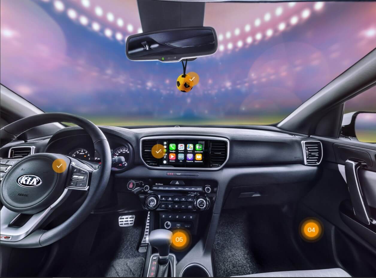 Interactive module with an interior of a car 360 for KIA Sportage - 3DTOUR